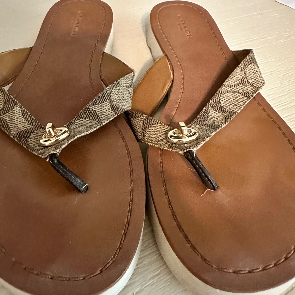 Coach 'Shelly' Logo Flip-Flop (Women) In Khaki/ Chest… - Gem